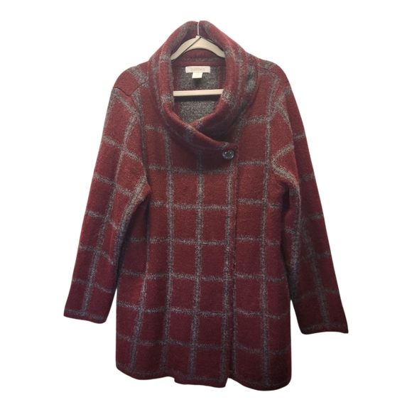 Ellen Tracy | Sweaters | Ellen Tracy Redgrey Windowpane Plaid Wool ...